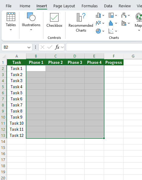 Create Real-Time Progress Bars with REPT & COUNTIF