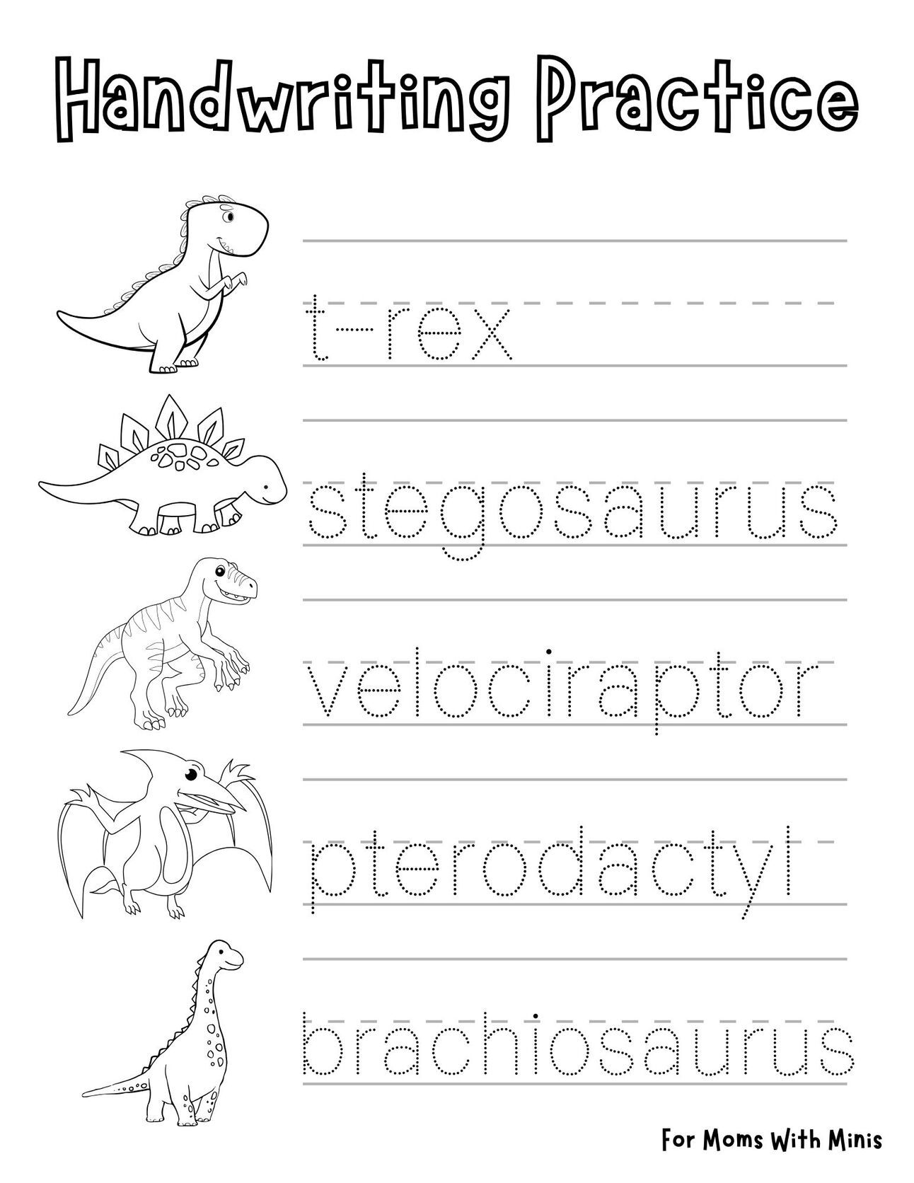 Dinosaur Handwriting Practice
