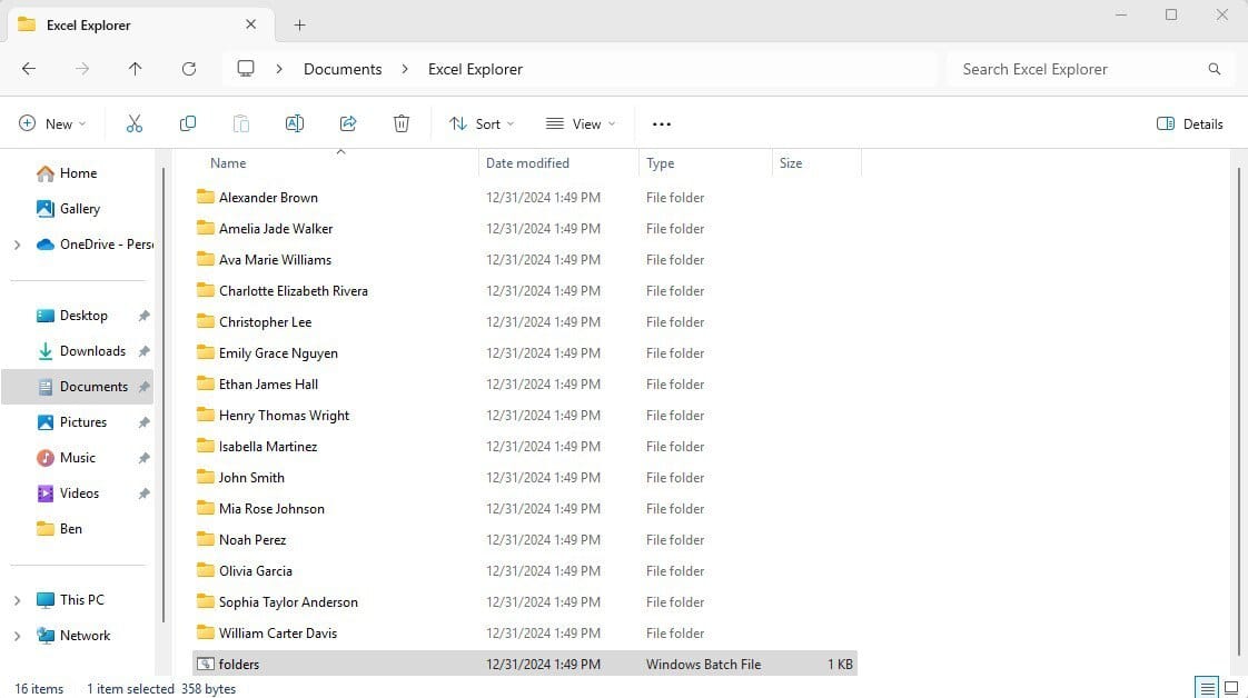 Create Folders directly from Names in Excel
